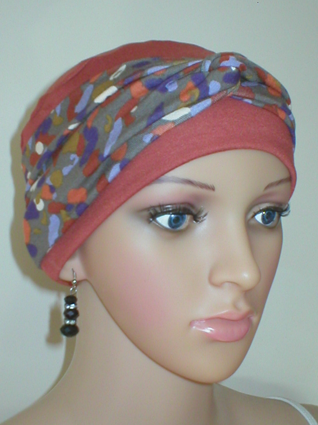 Soft comfy chemo hat with interchangable twist headband - Tina copper ...